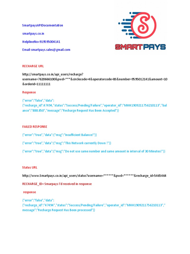 Smartpays API Documentation Guide | PDF | Information Technology | Computing