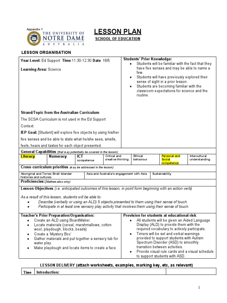 Lesson-Plan-Template 1 | Download Free PDF | Autism Spectrum | Teachers