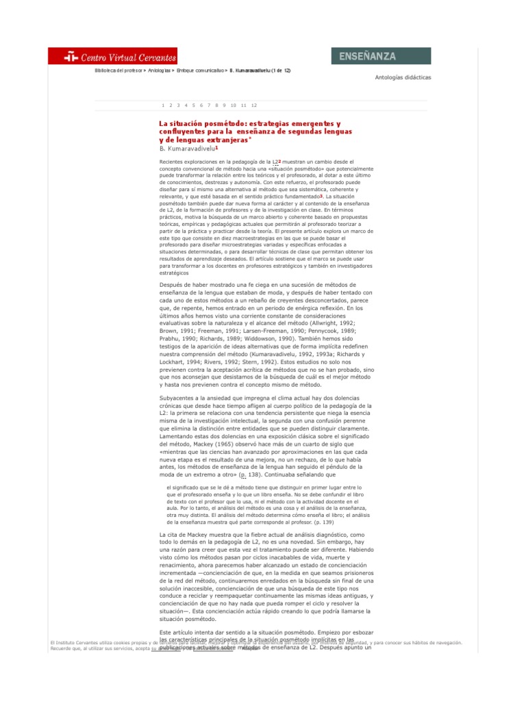 El Enfoque Comunicativo B. Kumaravadivelu PDF | PDF | Maestros | Aprendizaje