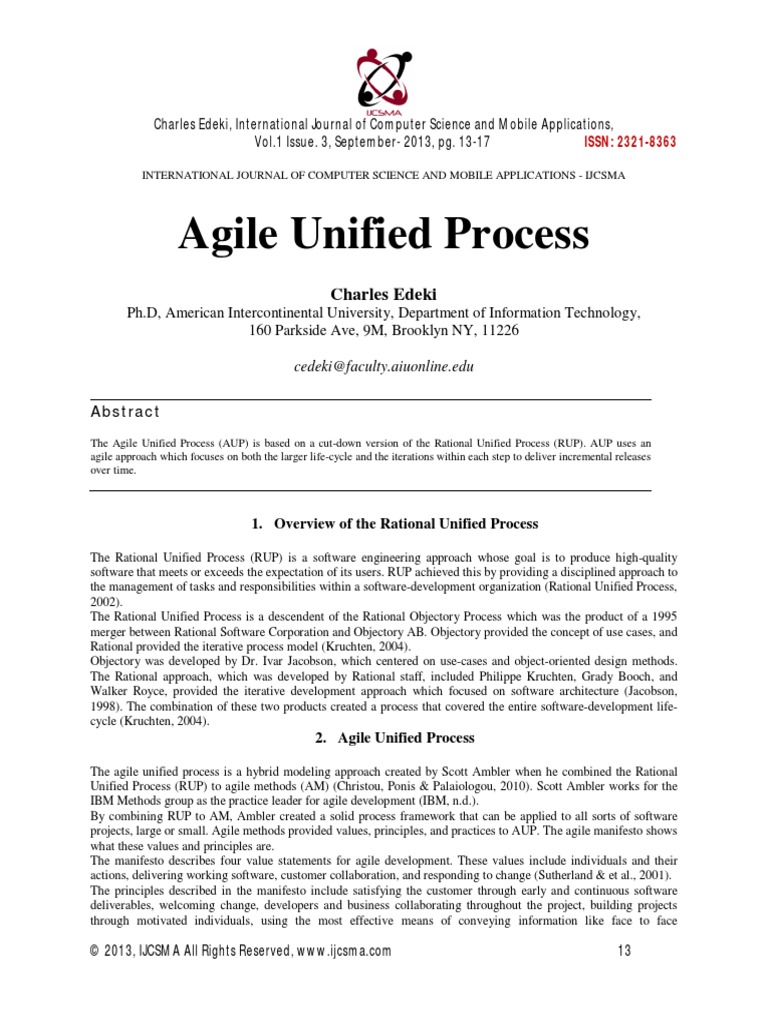 Agile Unified Process: Charles Edeki | PDF | Agile Software Development ...