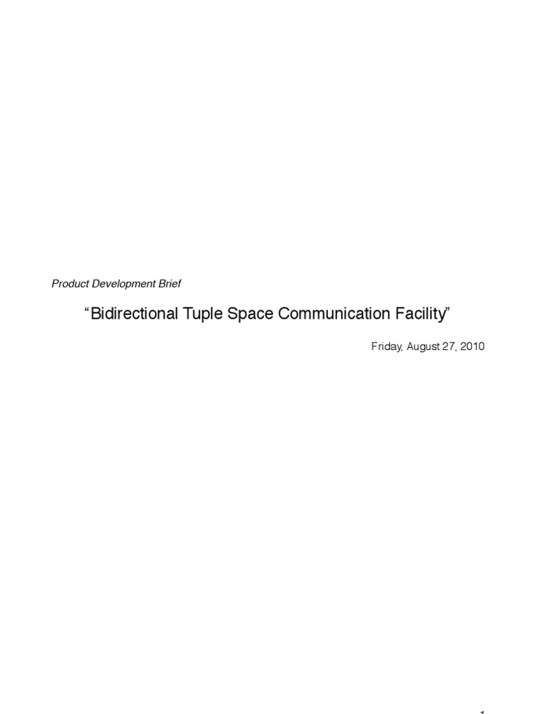 "Bidirectional Tuple Space Communication Facility": Product Development Brief | PDF | Json ...