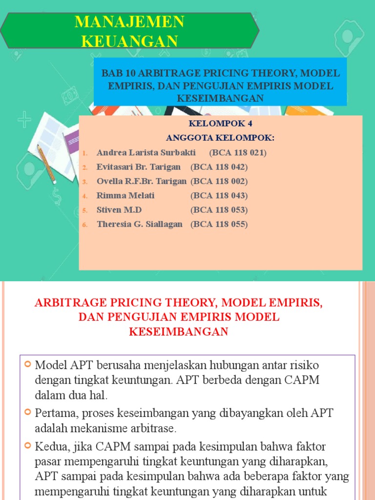 Bab 10 Arbitrage Pricing Theory, Model Empiris | PDF