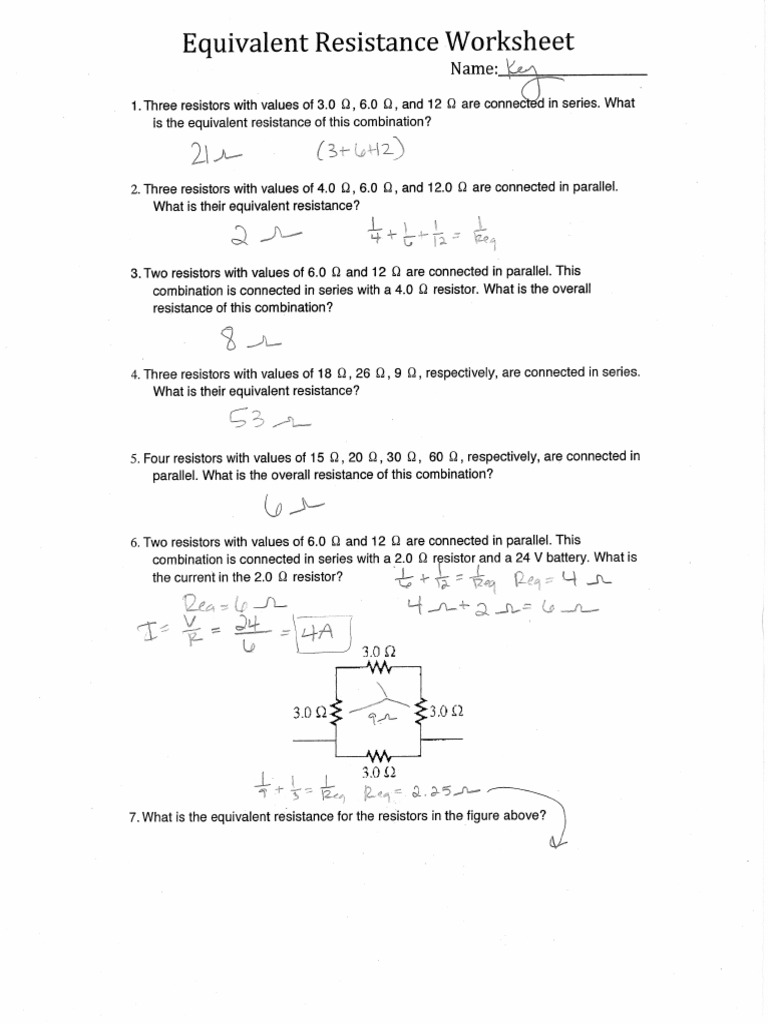 Class 10 Equivalent Resistance Problems | PDF | Resistor | Series And ...