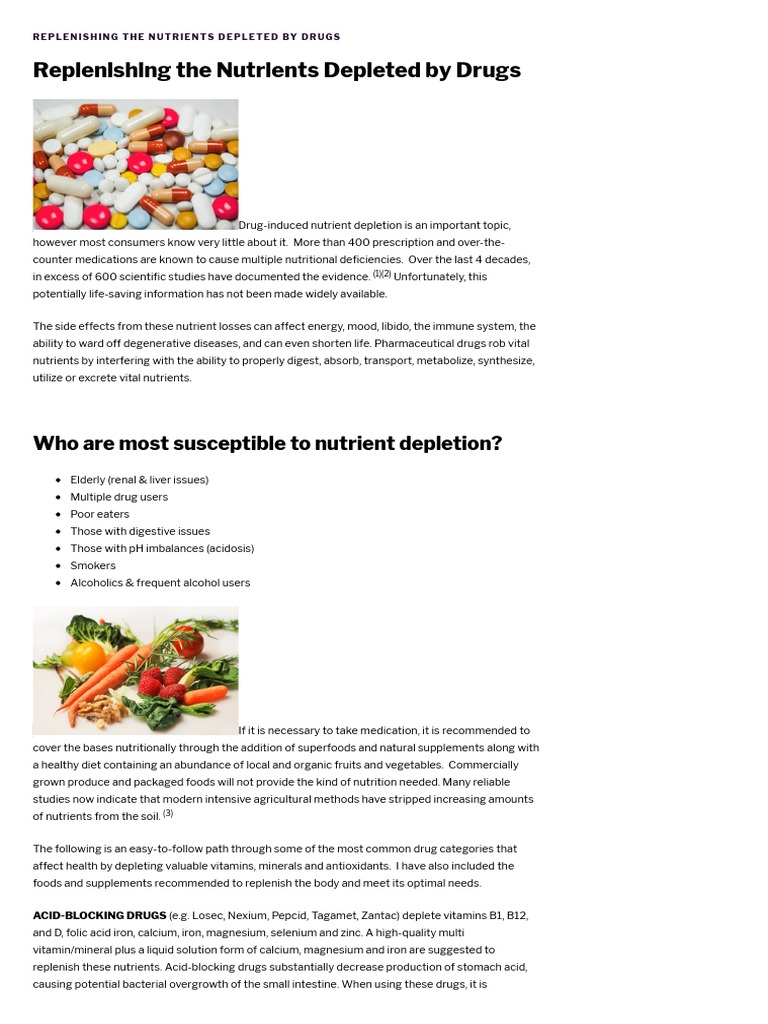 Nutrient Depletion from Medications | PDF | Dietary Supplements | Nutrients