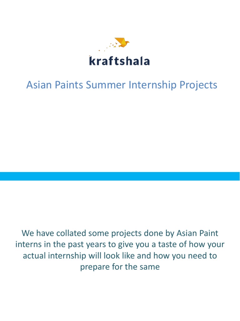 Asian Paints Summer Internship Projects | PDF
