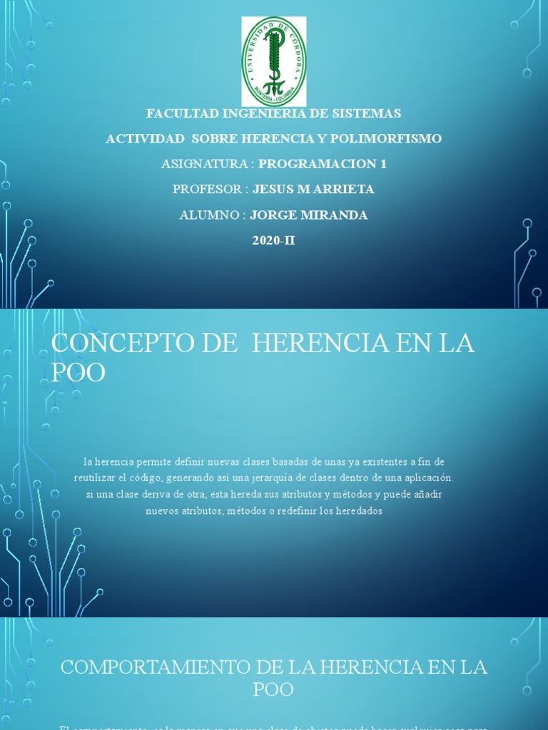 Concepto de Herencia en La Poo | PDF | Herencia (Programación Orientada ...