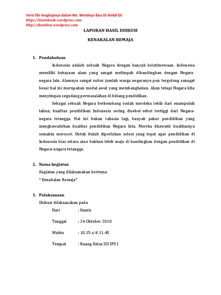 Laporan Hasil Diskusi | PDF