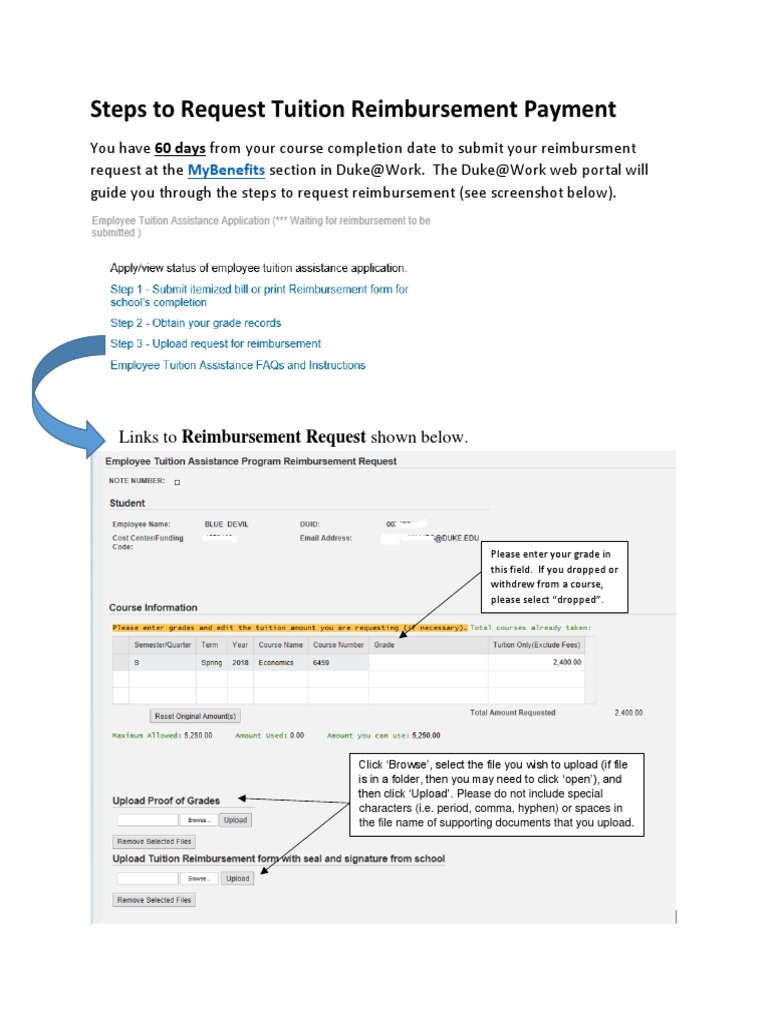 Tuition Reimbursement Request Steps | PDF