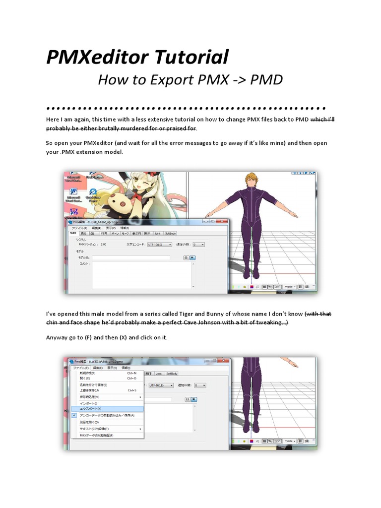 Pmxeditor Tutorial PMX To PMD by Mmdyesbutterfly D5benon PDF | PDF