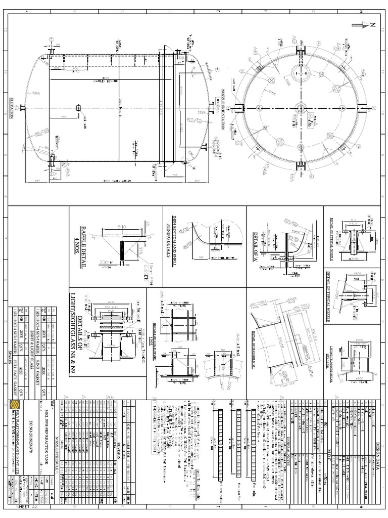PP-B-LG-2019-530 - 50KL PPH + FRP Reactor Tank - R-1 (Sheet 1 of 2) | PDF