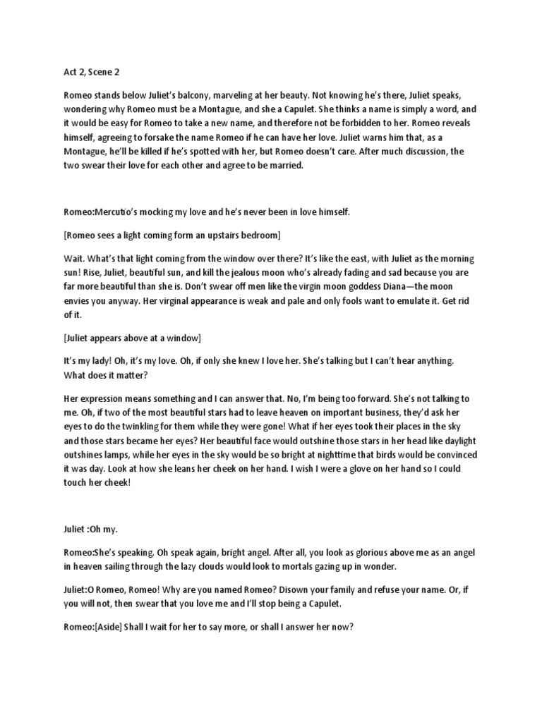 Balcony Scene Script | PDF | Characters In Romeo And Juliet