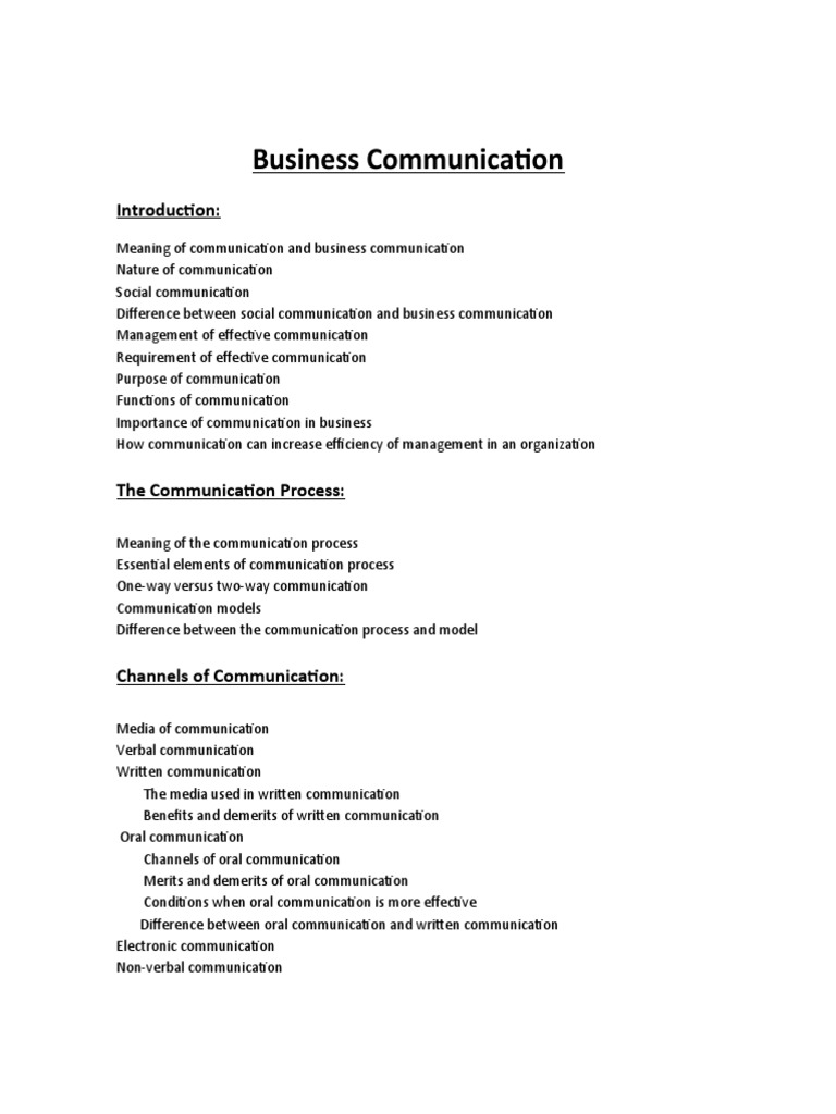 Business Communication-Outline | PDF | Résumé | Communication