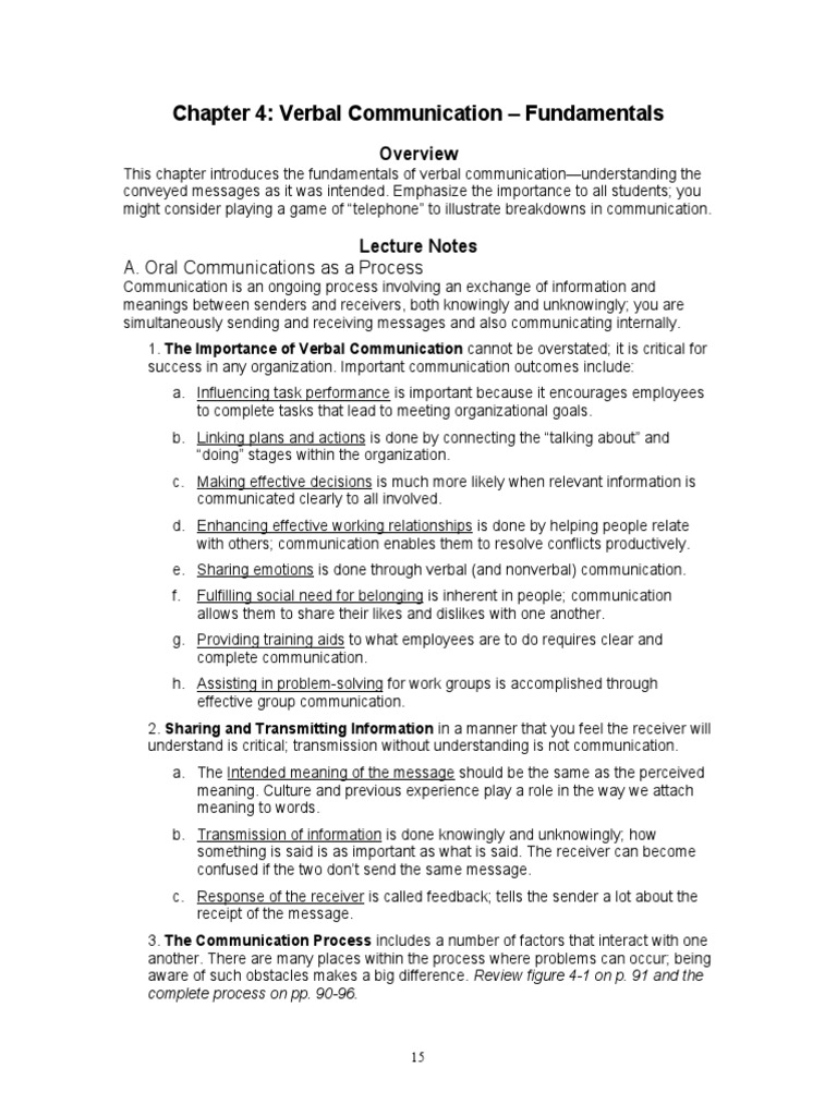 Verbal Communication Fundamentals Pdf Voicemail Nonverbal Communication