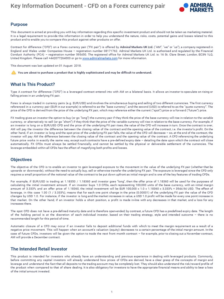 KeyInformationDocument-CFD On An Forex Currency Pair | PDF | Contract ...