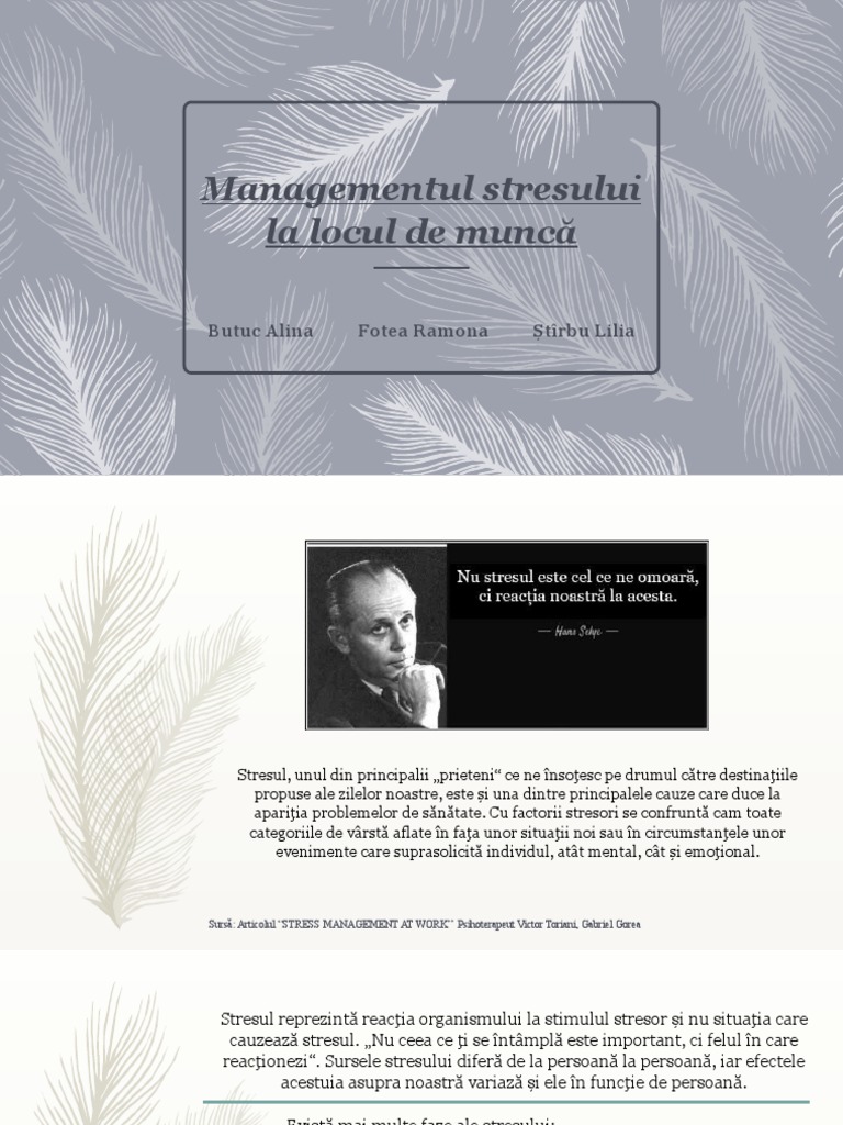 Managementul Stresului La Locul de Muncă | PDF
