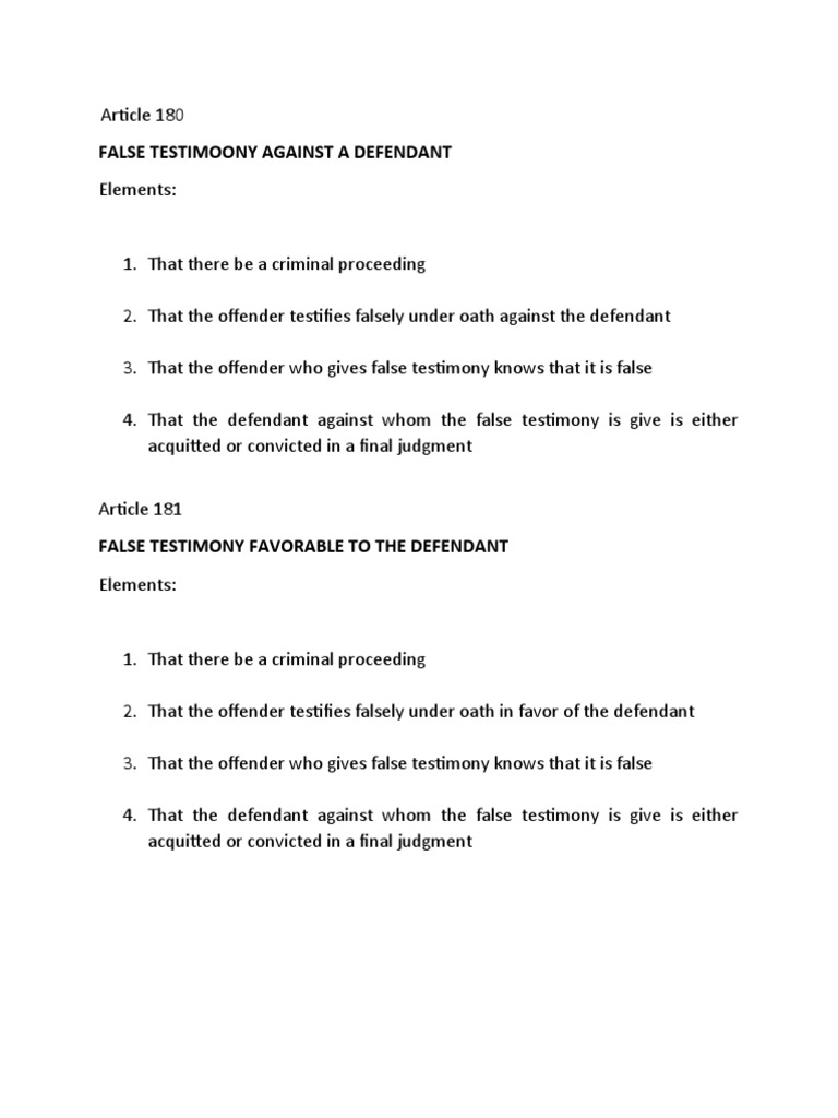 False Testimony and Perjury Charges Explained in 40 Characters | PDF ...
