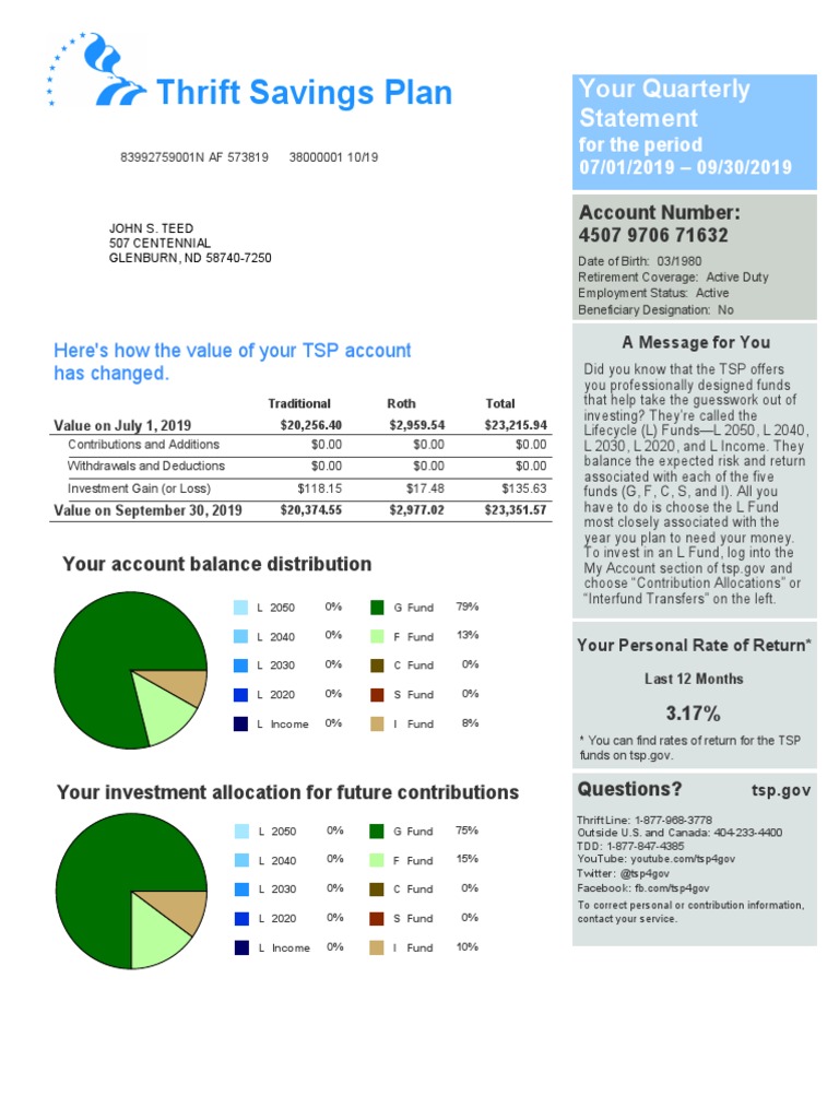 Thrift Savings Plan: Your Quarterly Statement | PDF | Personal Finance ...