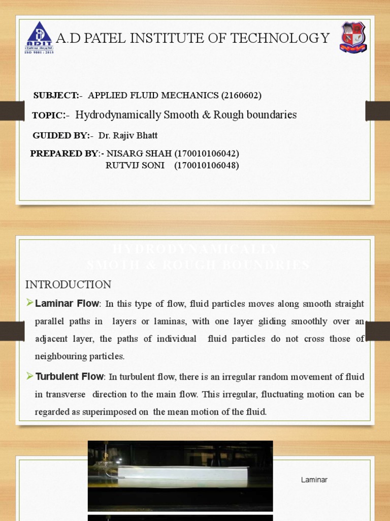 A.D Patel Institute of Technology: Hydrodynamically Smooth & Rough Boundaries | PDF | Laminar ...
