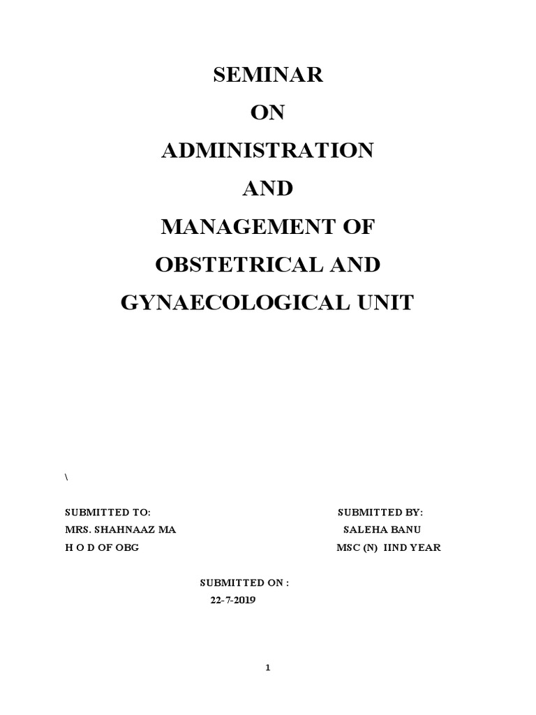 Seminar On Obg Unit | PDF | Midwife | Infection