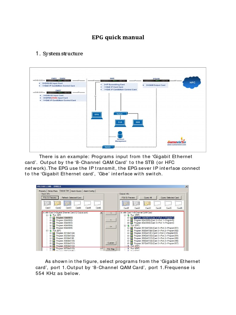 EPG Quick Manual: 1. System Structure | PDF | Ip Address | Ethernet