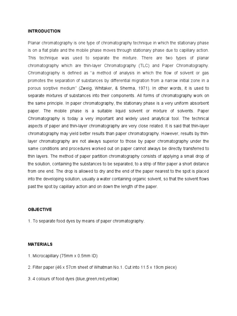 Lab 5 chm256 Paper Chromatography | PDF | Chromatography | Thin Layer ...