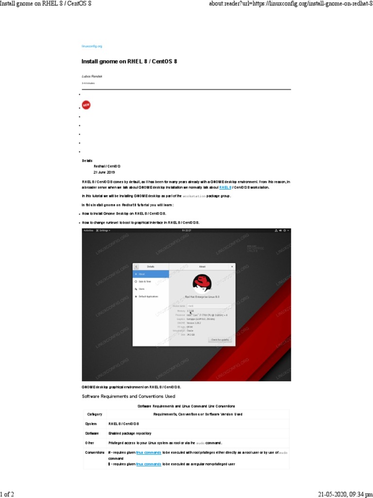 Install Gnome in RHEL 8 PDF | PDF | Desktop Environment | Software ...
