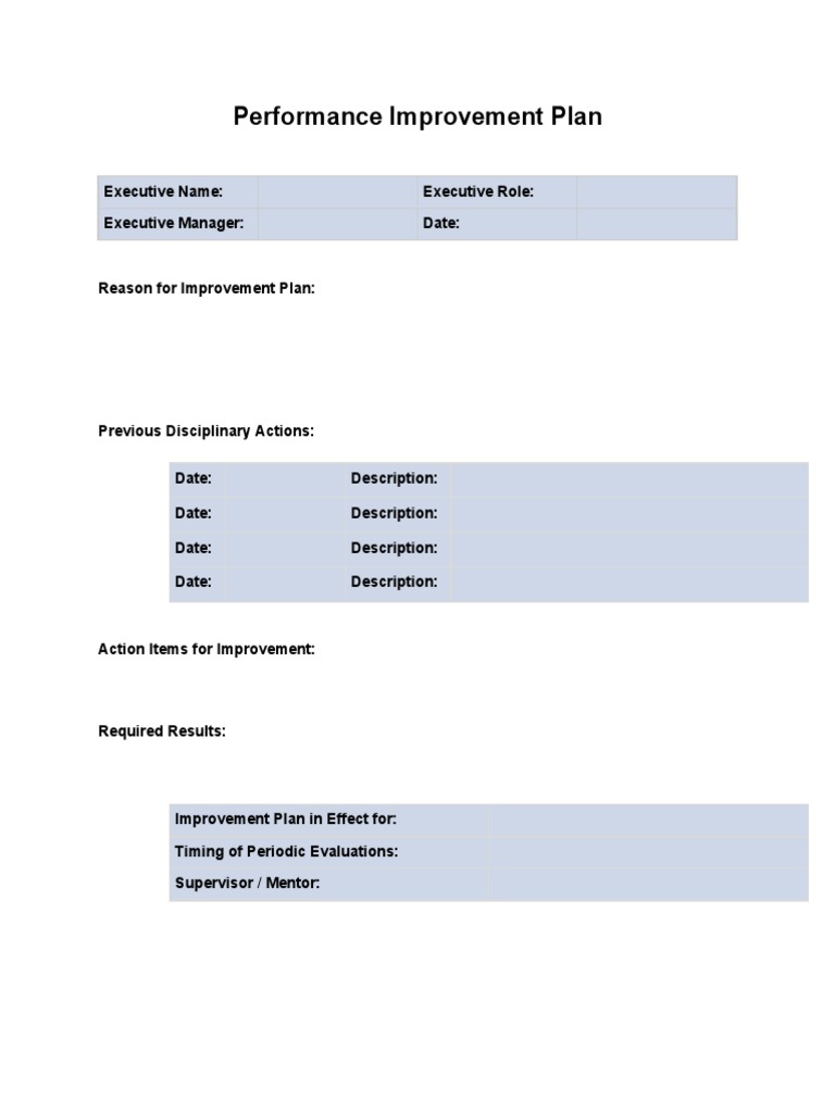 PIP - Performance Improvement Plan | PDF