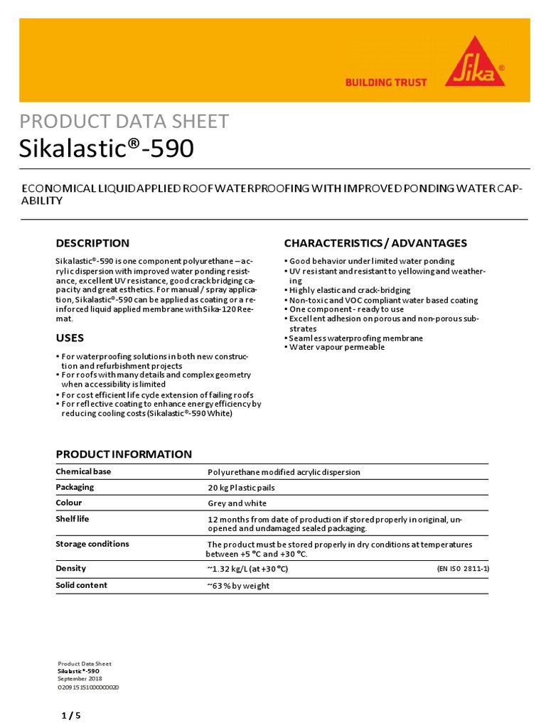 Sikalastic®-590: Product Data Sheet | PDF | Concrete | Roof