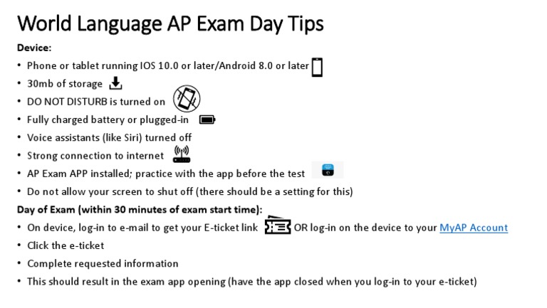 World Language AP Exam Day Tips: Device | PDF