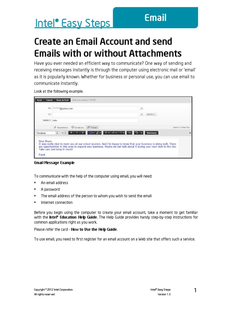 Intel® Easy Steps: Create An Email Account and Send Emails With or ...