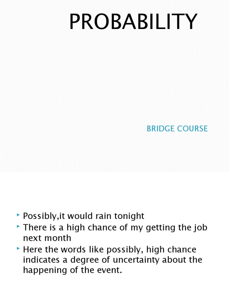Bridge Course - Probability | PDF | Probability | Experiment
