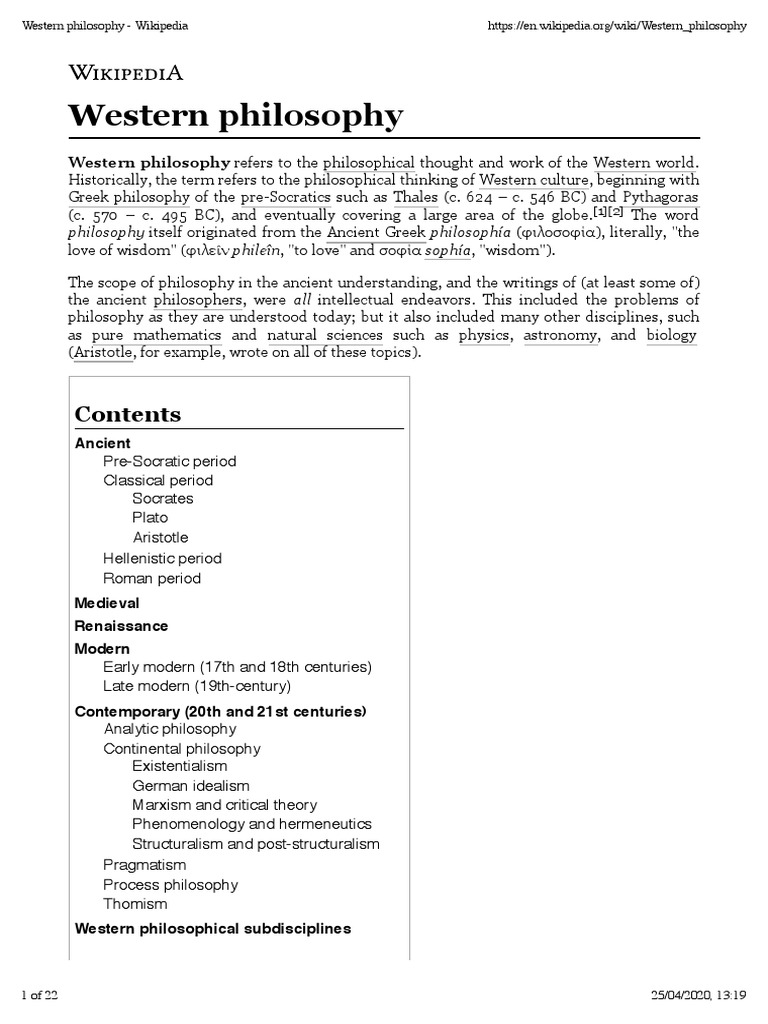 Western Philosophy - Wikipedia PDF | PDF | Analytic Philosophy ...