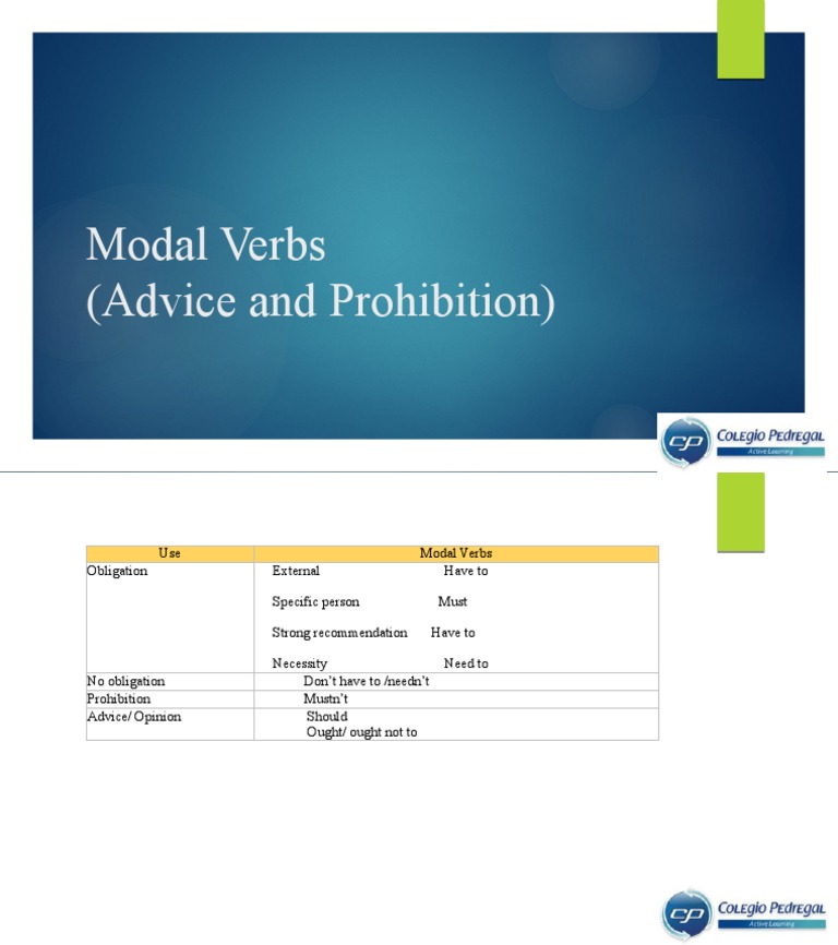 Modal Verbs Advice Prohibition | PDF