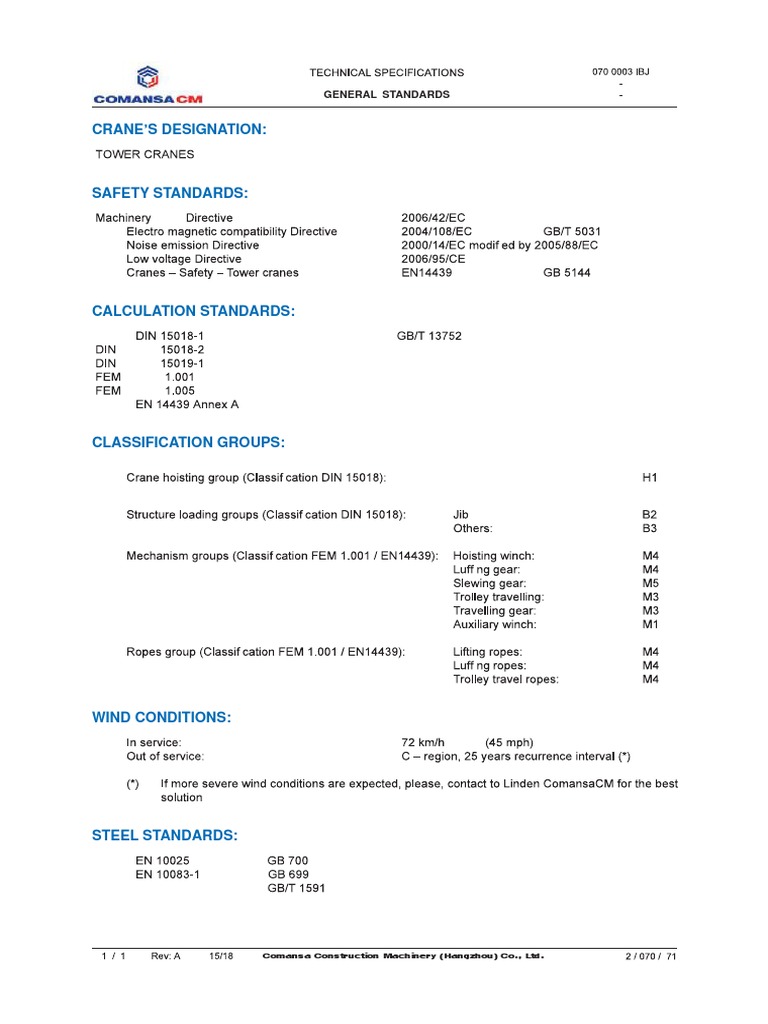 Comansa General Standards | PDF