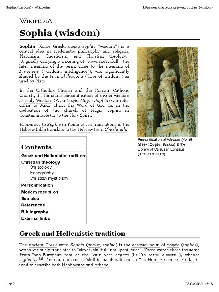 Sophia (Wisdom) - Wikipedia | PDF | Sophia (Wisdom) | Religious ...