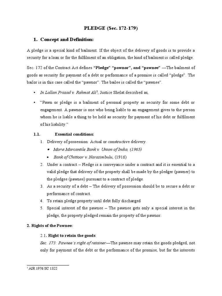 PLEDGE | PDF | Legal Liability | Debt