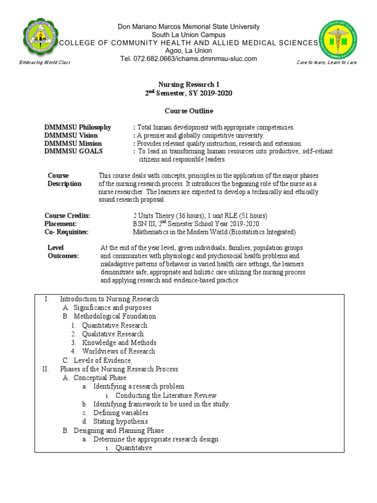Nursing Research Course Outline | PDF | Nursing | Qualitative Research