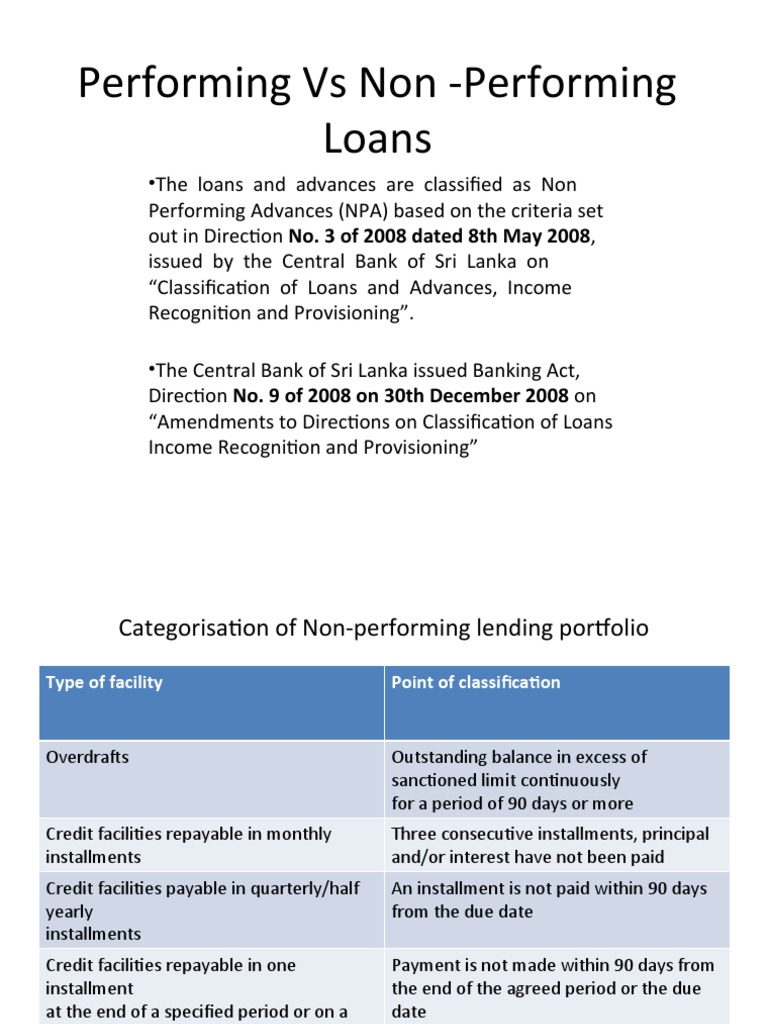 Performing Vs Non - Performing Loans | PDF | Finance & Money Management ...