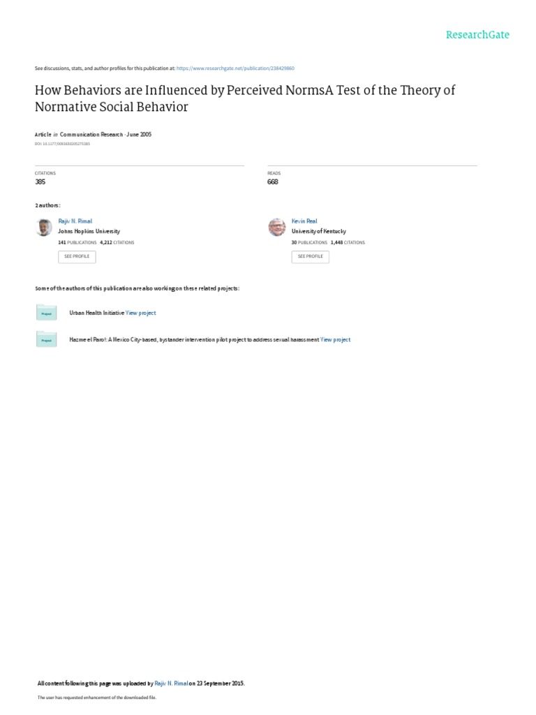 Theory Social Norm Behaviors PDF | PDF | Behavior | Behavioural Sciences