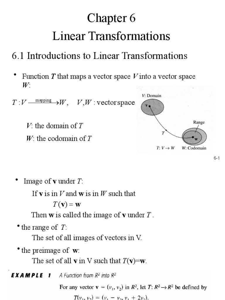 6 1 Introductions To Linear Transformations Pdf Linear Map Operator Theory