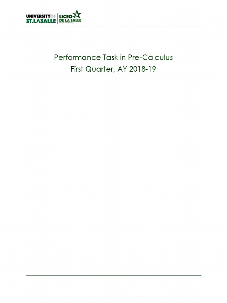 Pre-Calculus Performance Task Guide | PDF