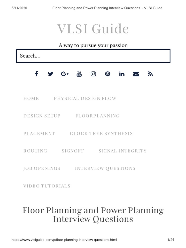 VLSI Guide: Floor Planning and Power Planning Interview Questions | PDF ...