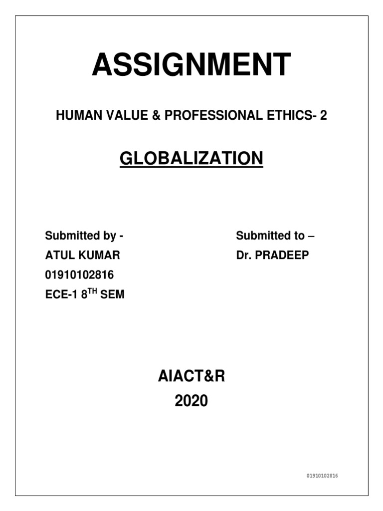 Assignment On Globalization | PDF | Globalization | Free Trade