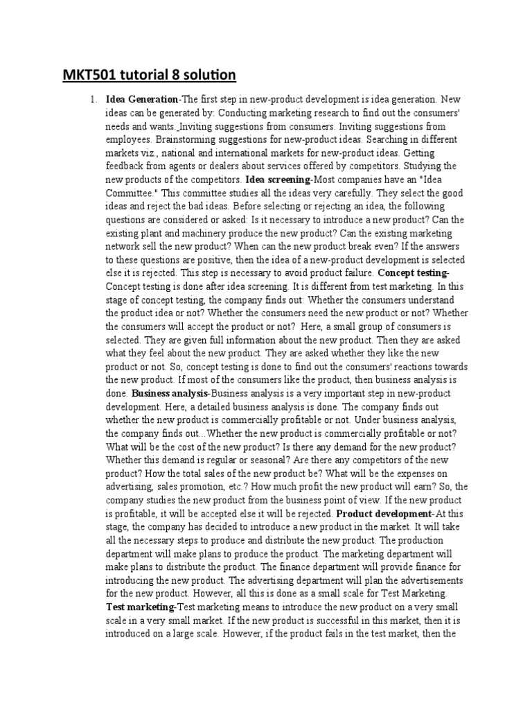 MKT501 Tutorial 8 Solution | PDF | Customer | Marketing