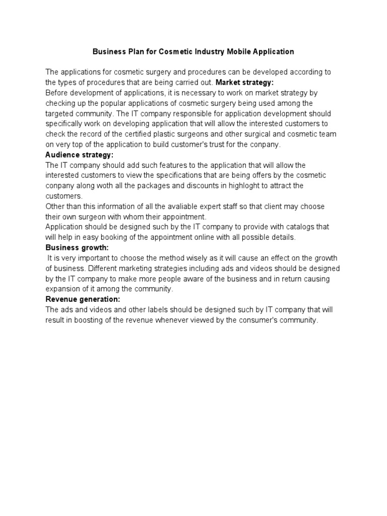 Mobile App Business Plan for Cosmetics | PDF