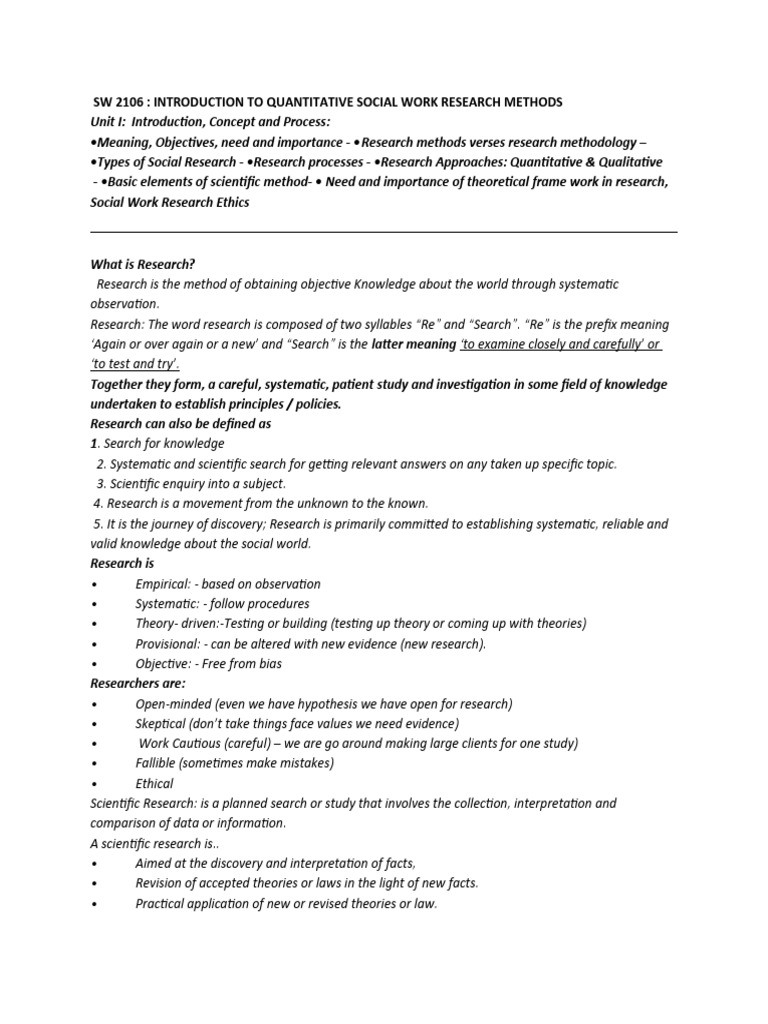 SW 2106: Introduction To Quantitative Social Work Research Methods ...