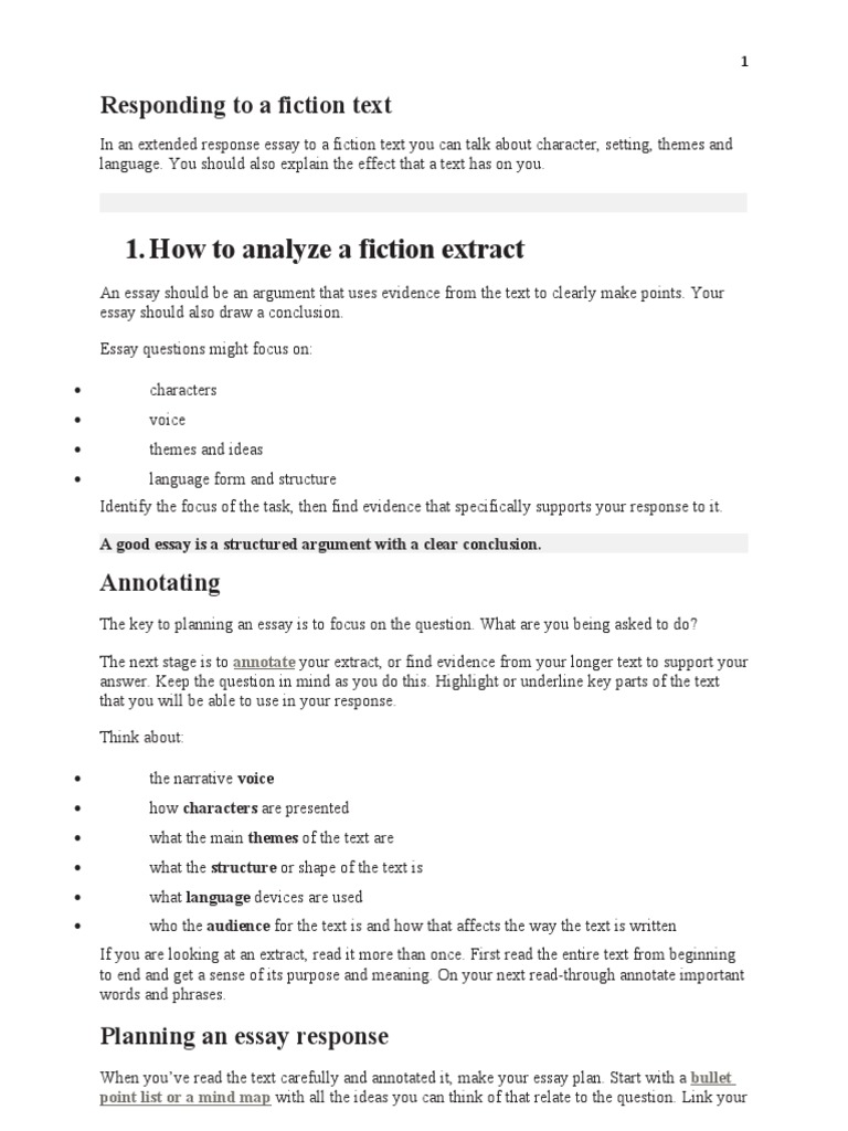 How To Analyze A Fiction Extract | PDF | Essays | Writers