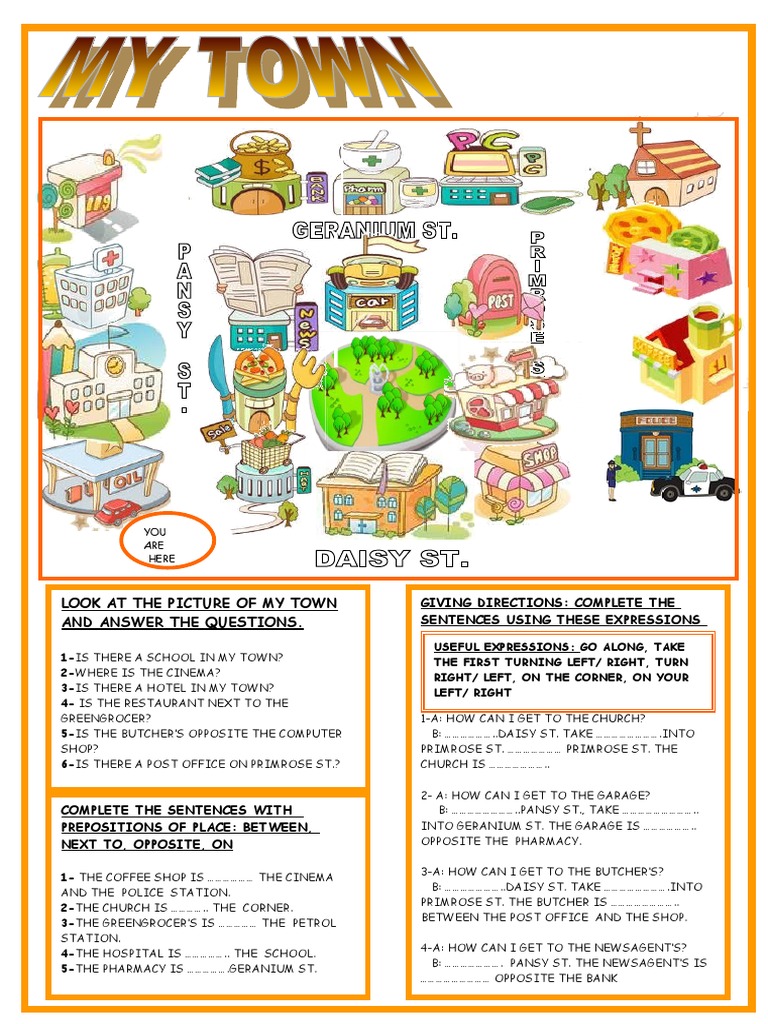 Town Map Directions and Questions | PDF | Art | Wellness