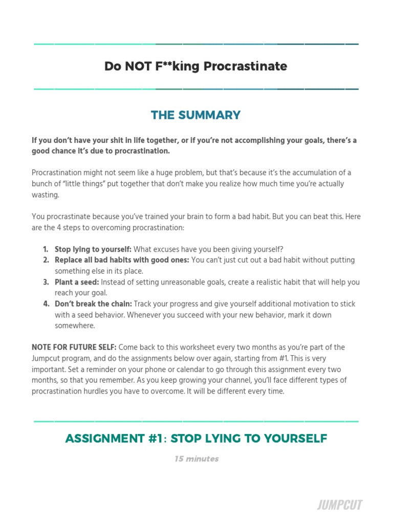 6 - Do NOT Fucking Procrastinate (Worksheet) | Download Free PDF ...