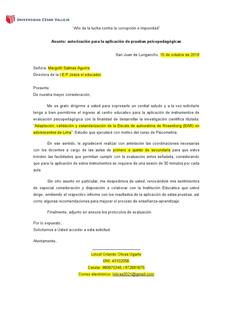 Modelo de Carta de Presentación para Colegios | PDF Modelo de Carta de Presentación para Colegios | PDF